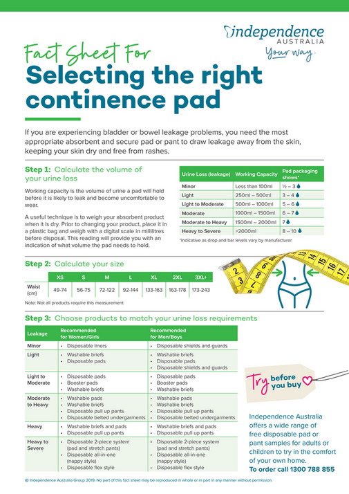 Choosing the right continence pads - Page 1