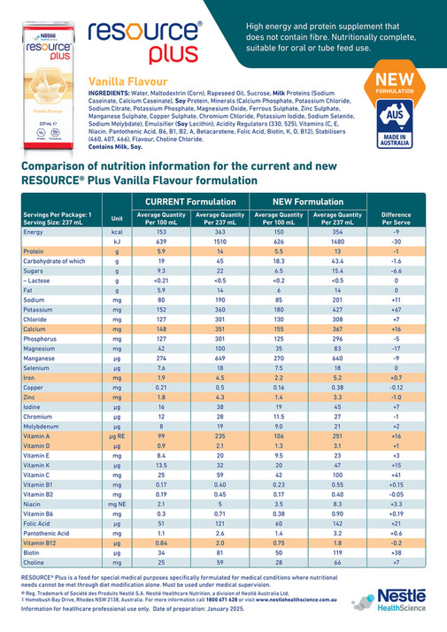Independence Australia - RESOURCE® Plus - Product Information sheet ...